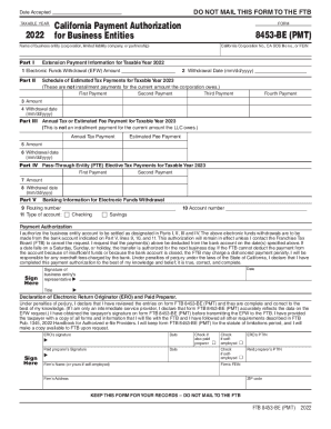 Fillable Online 2022 Form 8453-BE (PMT) California Payment ...