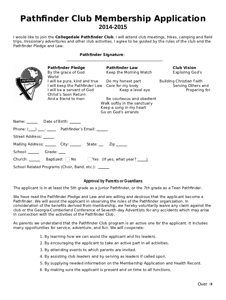 How to Start a Pathfinder Club Doc Template | pdfFiller