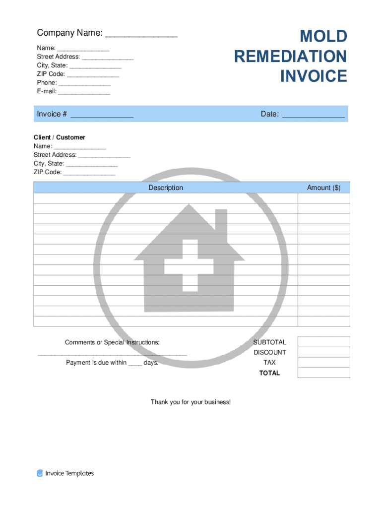 Fillable Online Simple Mold Remedation Invoice Template Fax Email Print ...