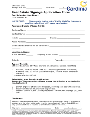 APPLICATION FOR ADVERTISING SIGNS New/Renewal Doc Template | pdfFiller