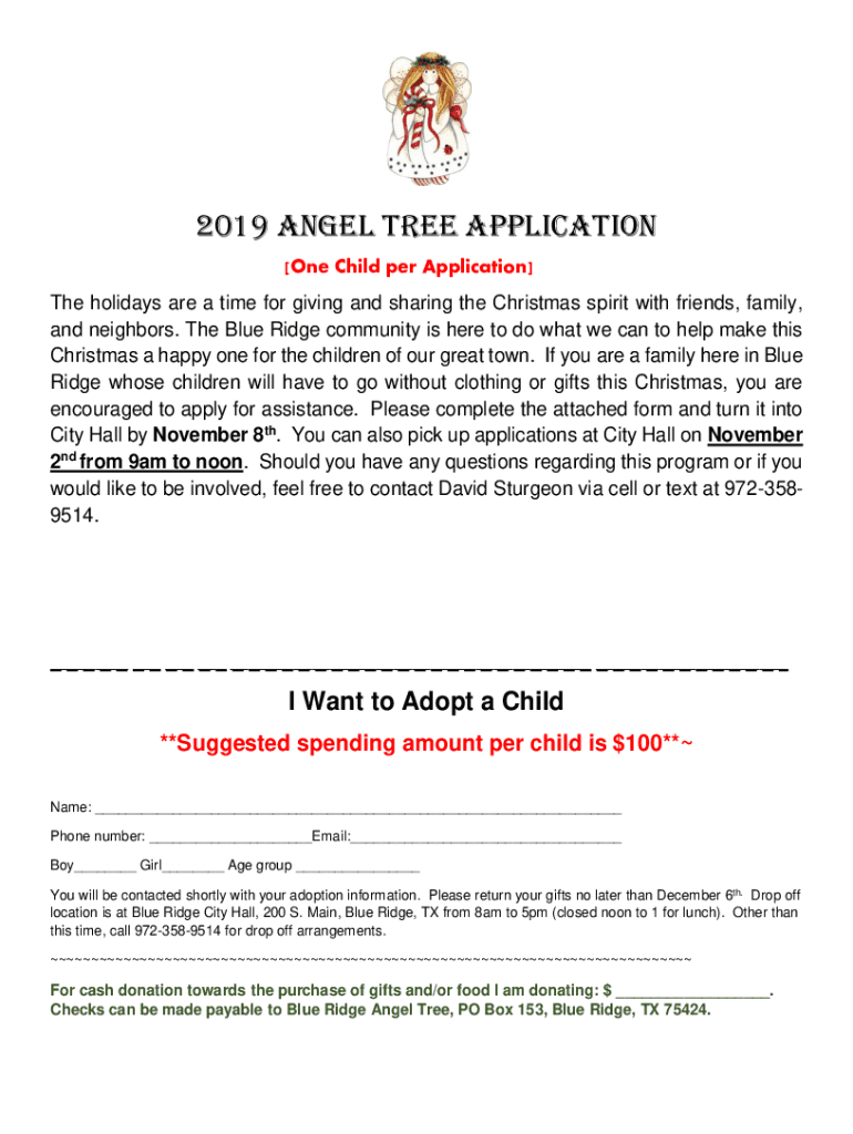 Fillable Online Blue Ridge Fellowship Steps Up After Angel Tree Presents ... Fax Email Print ...