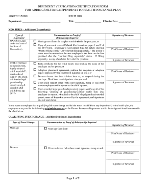 Fillable Online of 2 DEPENDENT VERFICATION/CERTIFICATION FORM ... Fax Email Print - pdfFiller