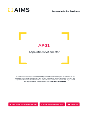 Fillable Online Form AP01 - Form AP02 - Appointment of a Company ...
