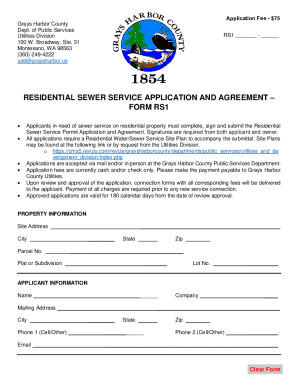 Fillable Online Form RS1 Residential Sewer Service Application and ...