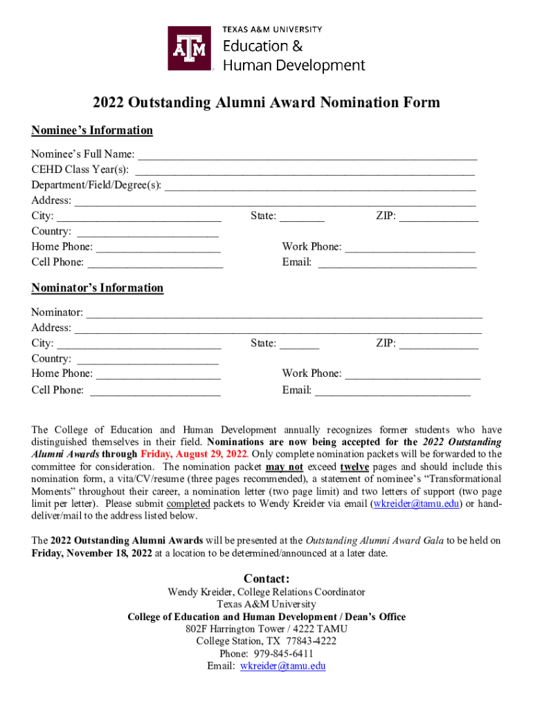 Fillable Online education tamu Syracuse University Alumni Awards Nomination Form Fax Email Print ...