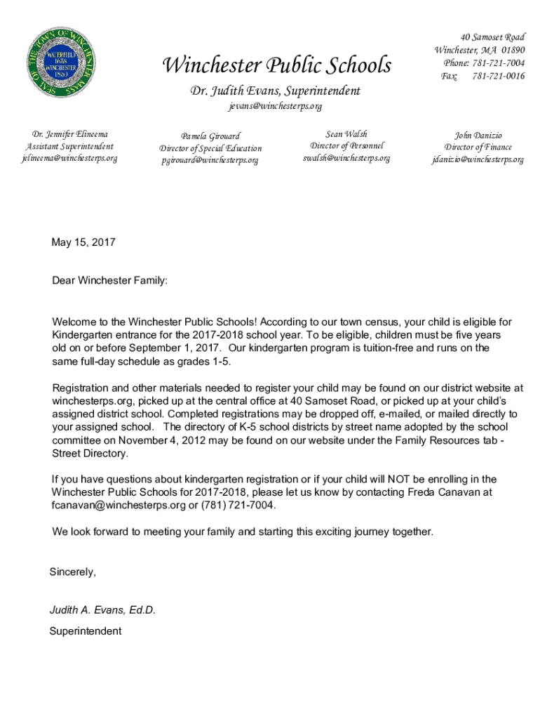 Fillable Online Winchester Public Schools Master Plan Update Fax Email ...