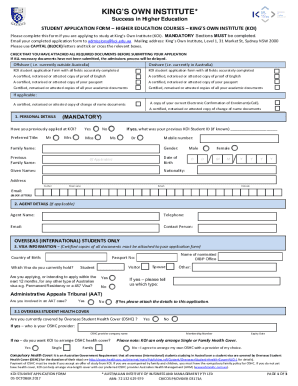 Fillable Online King's Own InstituteInternational-Student-Application-Form Fax Email Print ...