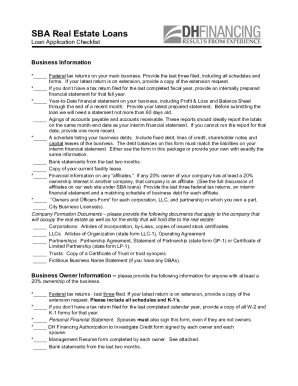 Fillable Online 7(a) Loan Application Checklist - SBA Fax Email Print ...