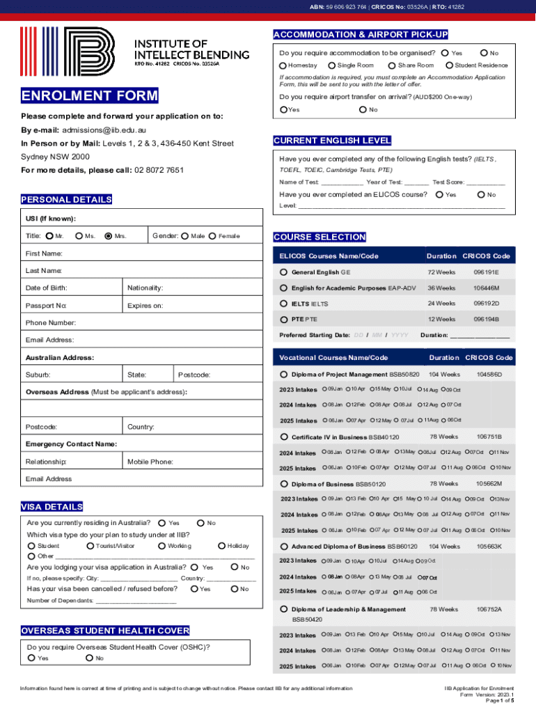 Fillable Online ABN: 59 606 923 764 CRICOS No: 03526A RTO: 41282 Fax Email Print - pdfFiller