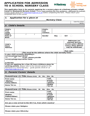 Nursery Application - Lauriston Primary School Doc Template | pdfFiller