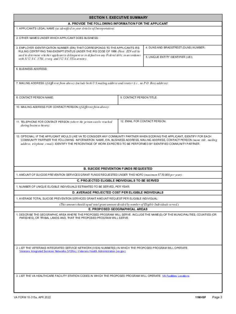Fillable Online VA Form 10-315a. Staff Sergeant Parker Gordon Fox ...