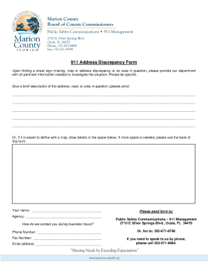 Fillable Online Address Discrepancy Form - Marion County Fax Email ...