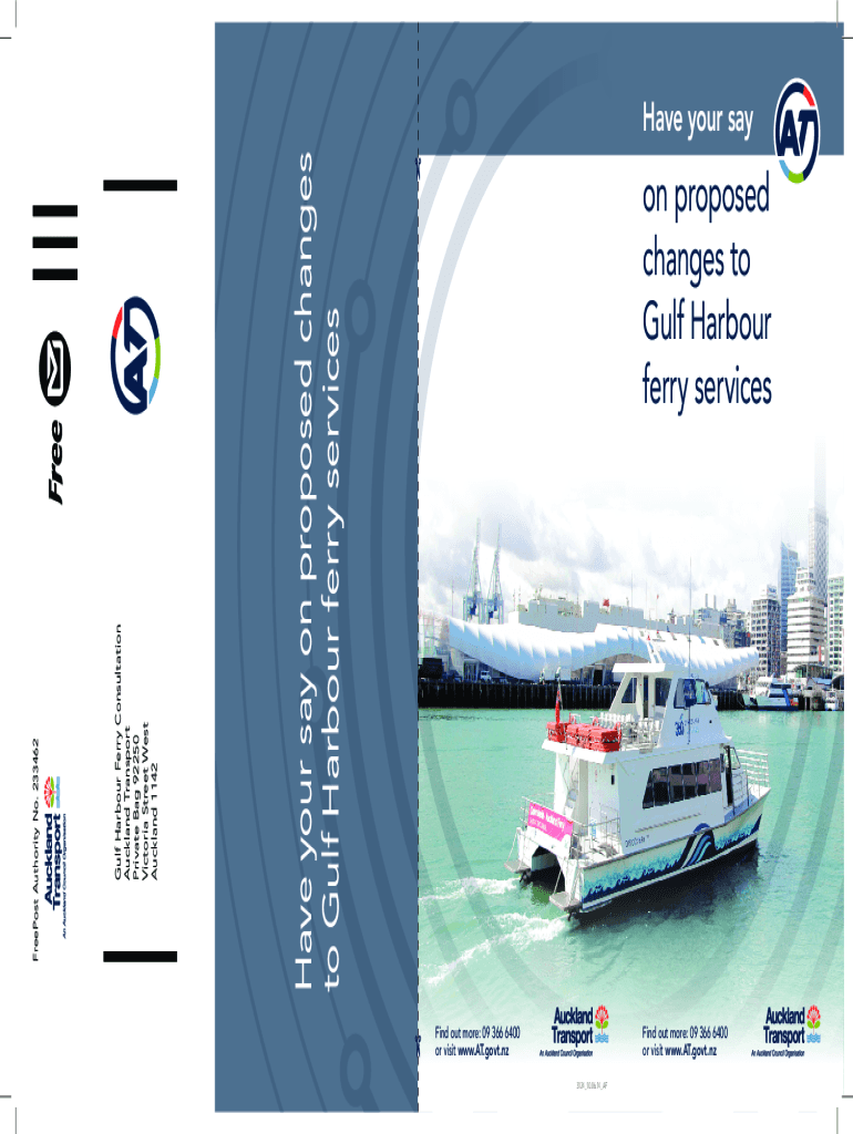 Fillable Online on proposed changes to Gulf Harbour ferry services Fax ...