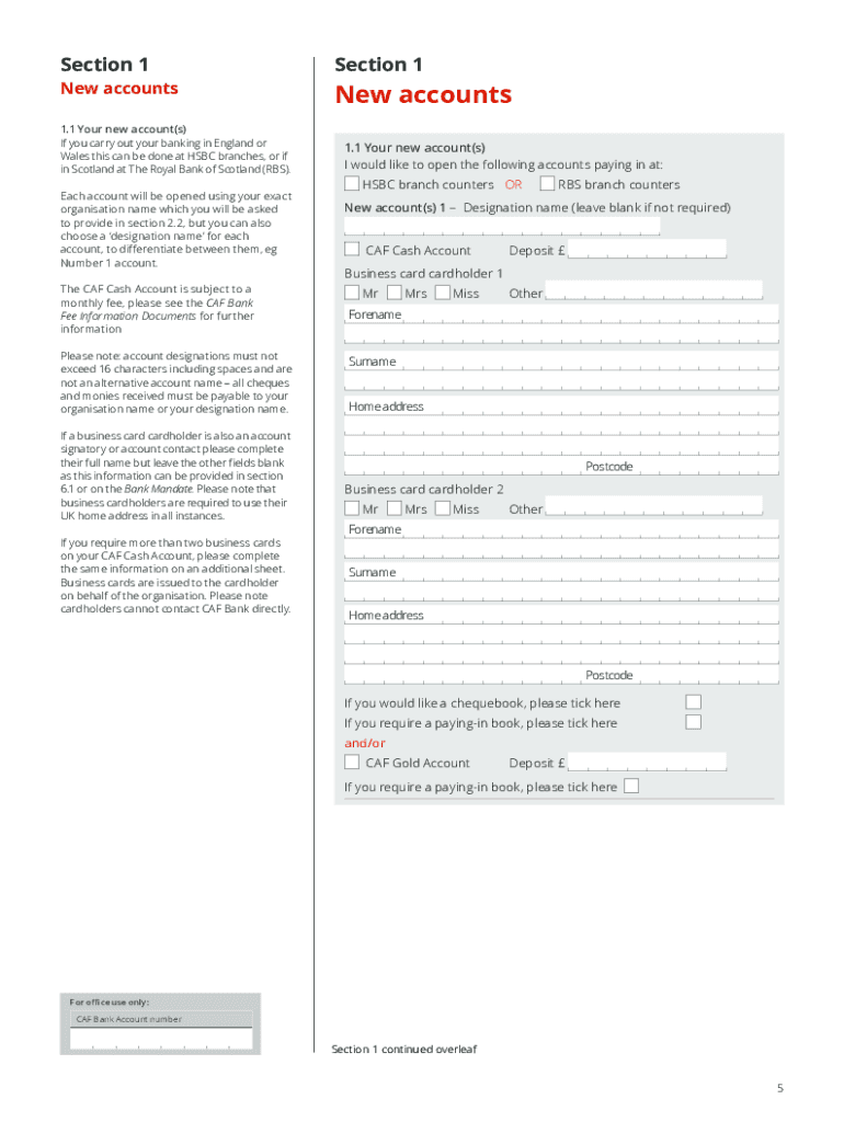 Fillable Online Fillable Online CAF Bank features and benefits ...