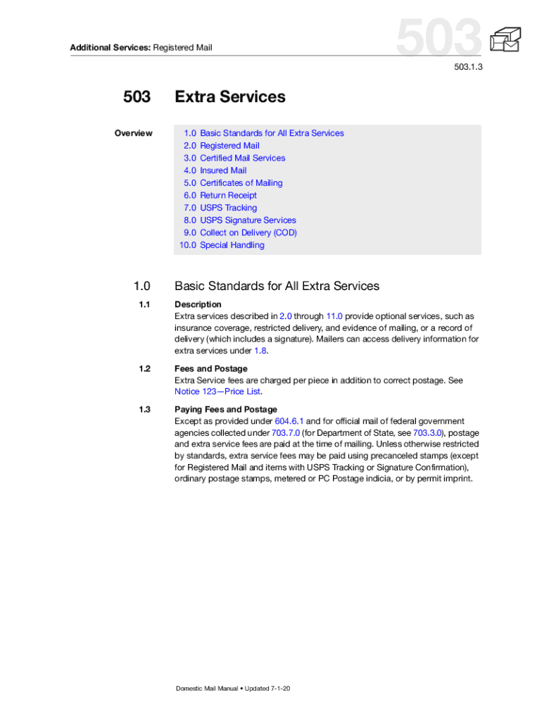 Fillable Online Domestic Mail Manual Updated 7-1-20 - USPS Fax Email ...