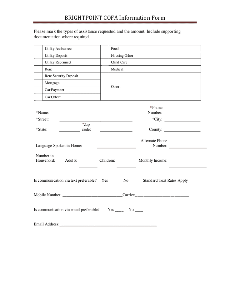 Fillable Online BRIGHTPOINT COFA Information Form Fax Email Print ...