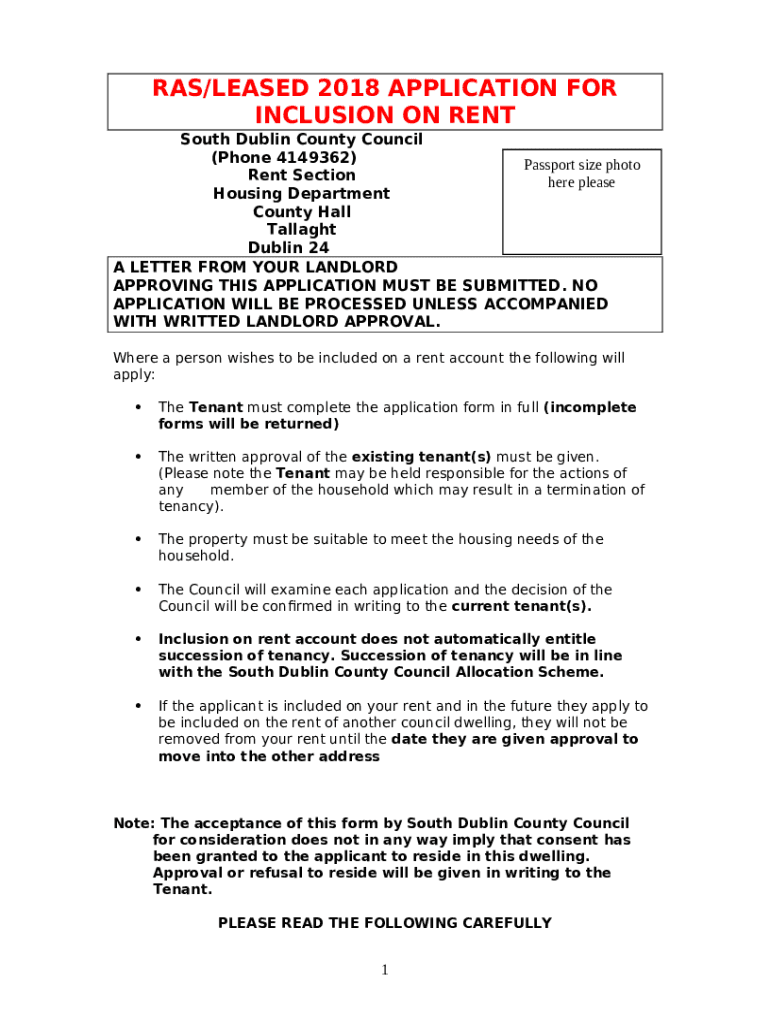 Inclusion on Rent - South Dublin County Council Doc Template | pdfFiller