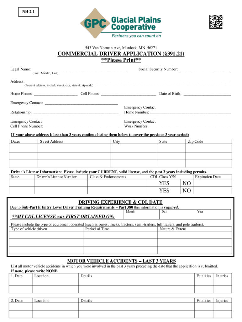 Fillable Online driver's employment application - BC Trucking ...