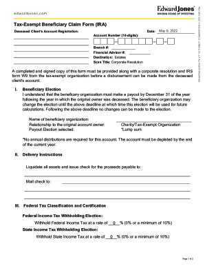 Fillable Online Tax-Exempt Beneficiary Claim Form (IRA) Fax Email Print ...
