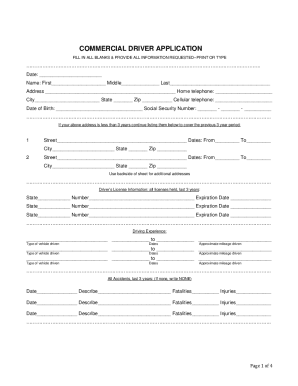 Fillable Online Truck Driver Application Form PDF - Fill Out and ...