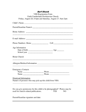 Fillable Online Child Registration Form - JotForm Fax Email Print - pdfFiller