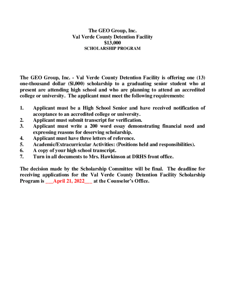 Fillable Online The GEO Group, Inc. Val Verde County Detention Facility ...