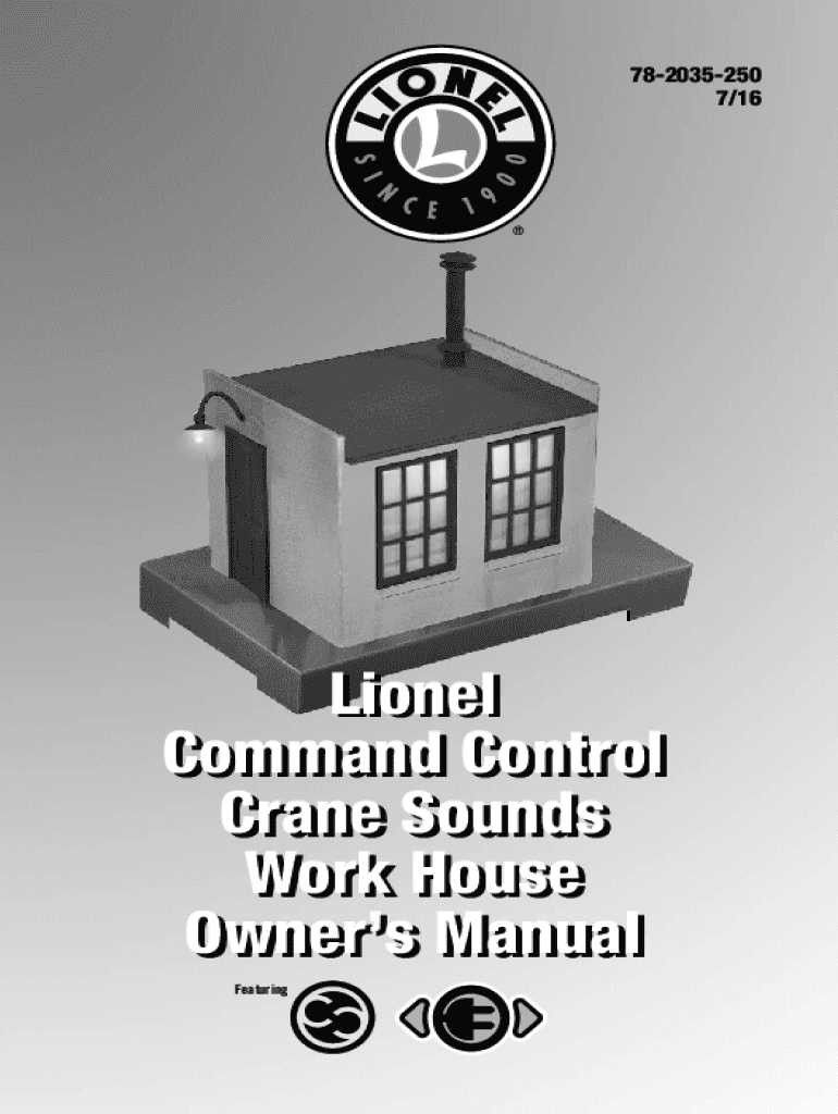 Fillable Online Lionel Command Control Crane Sounds Work House Owner's ...