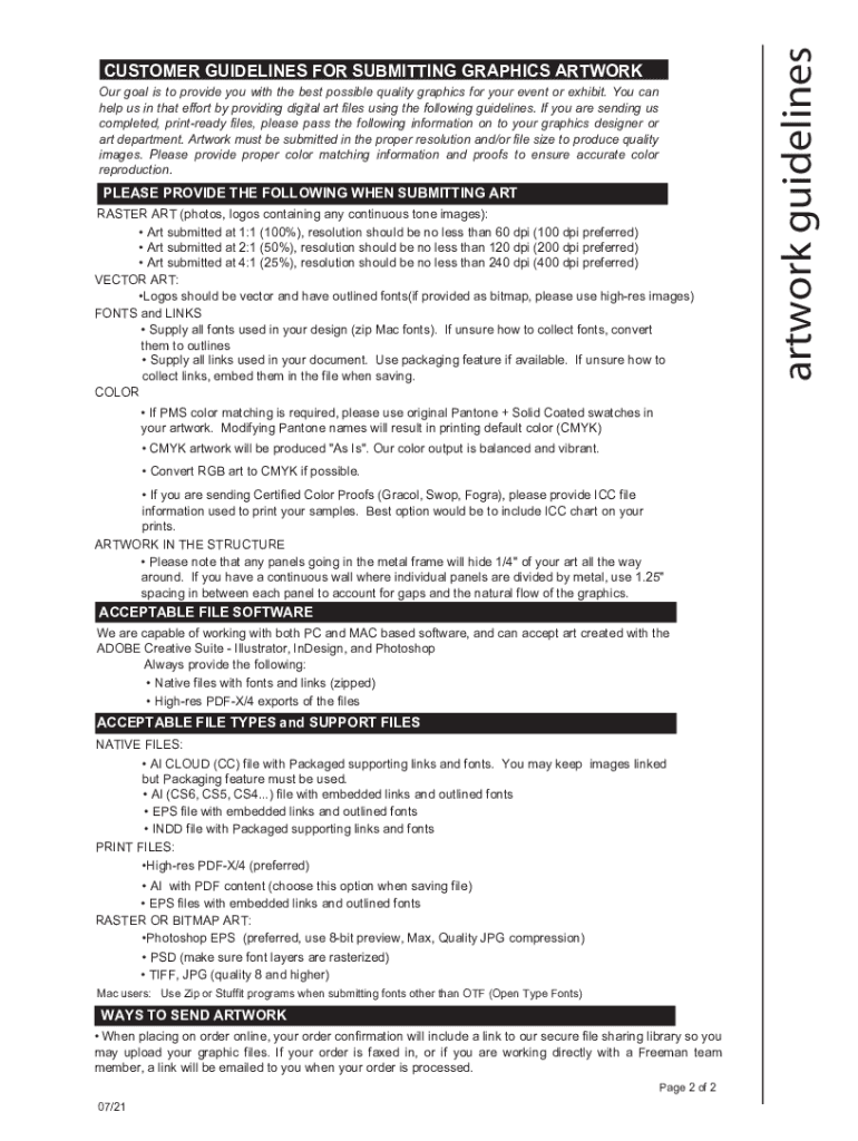 Fillable Online customer guidelines for submitting graphics artwork ... Fax Email Print - pdfFiller
