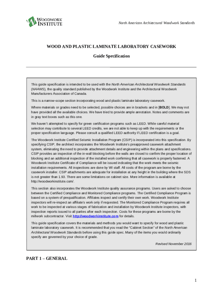 This guide spec is intended to be used with Architectural ... Doc ...