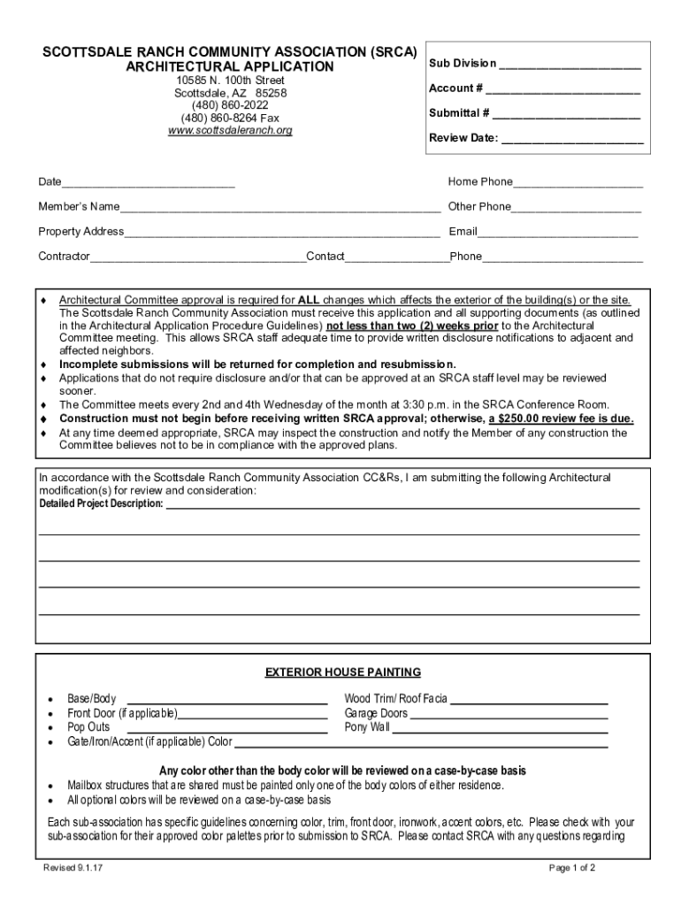 Fillable Online SRCA Documents and Forms - Scottsdale Ranch Fax Email ...