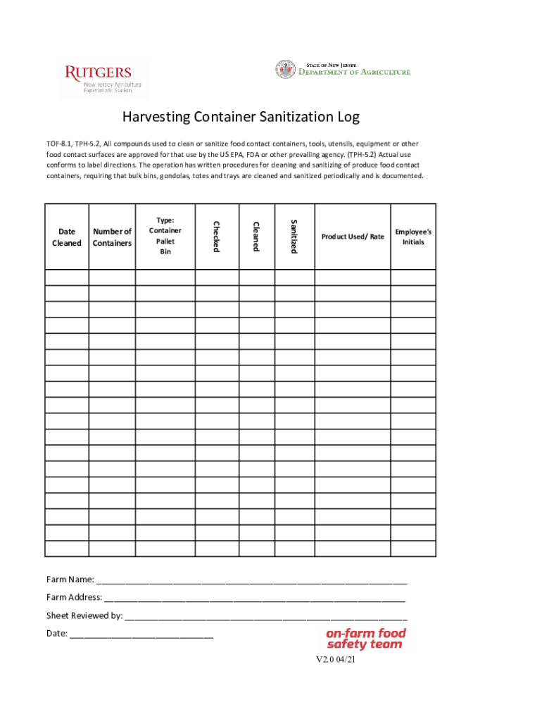 Fillable Online Foods of Plant Origin - Cleaning and Sanitation Guide ...