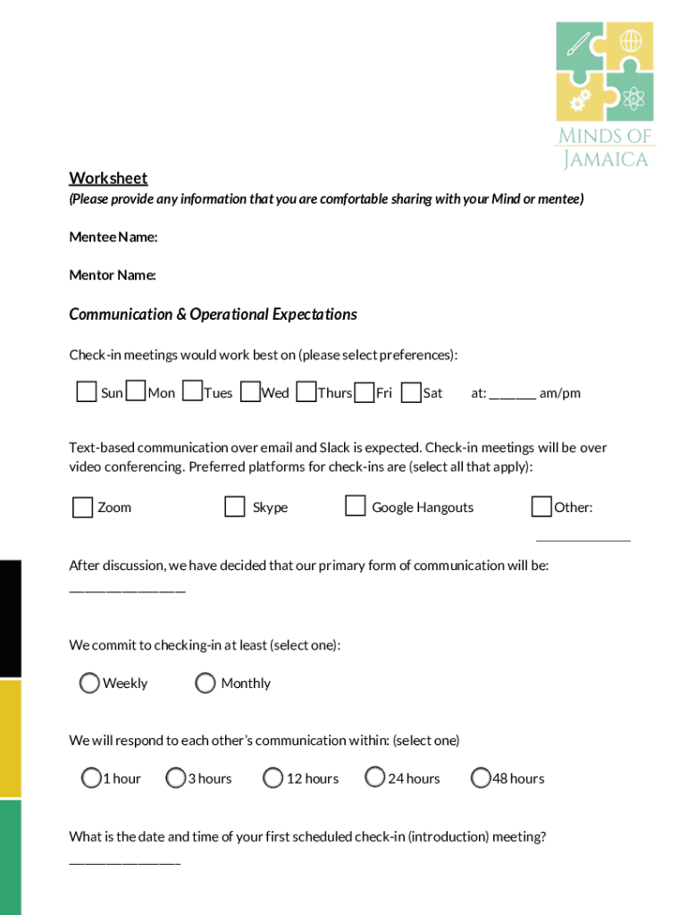 Fillable Online Minds Of Jamaica Mentor/Mentee Agreement Fax Email ...