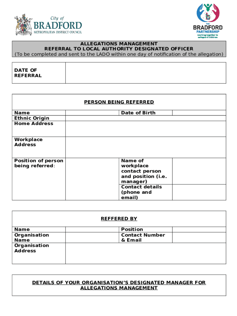 LADO Concerns Professionals Bristol Referral Doc Template | pdfFiller