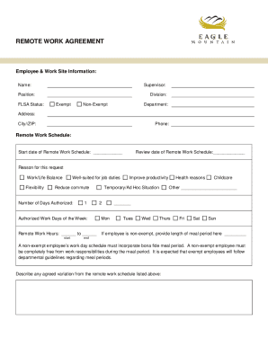 Fillable Online Free Remote Worker Employment Agreement Template for ...