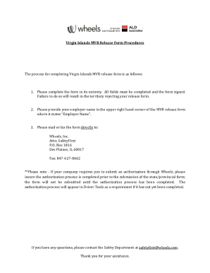 Fillable Online Virgin Island Authorization for Release of Driving ...