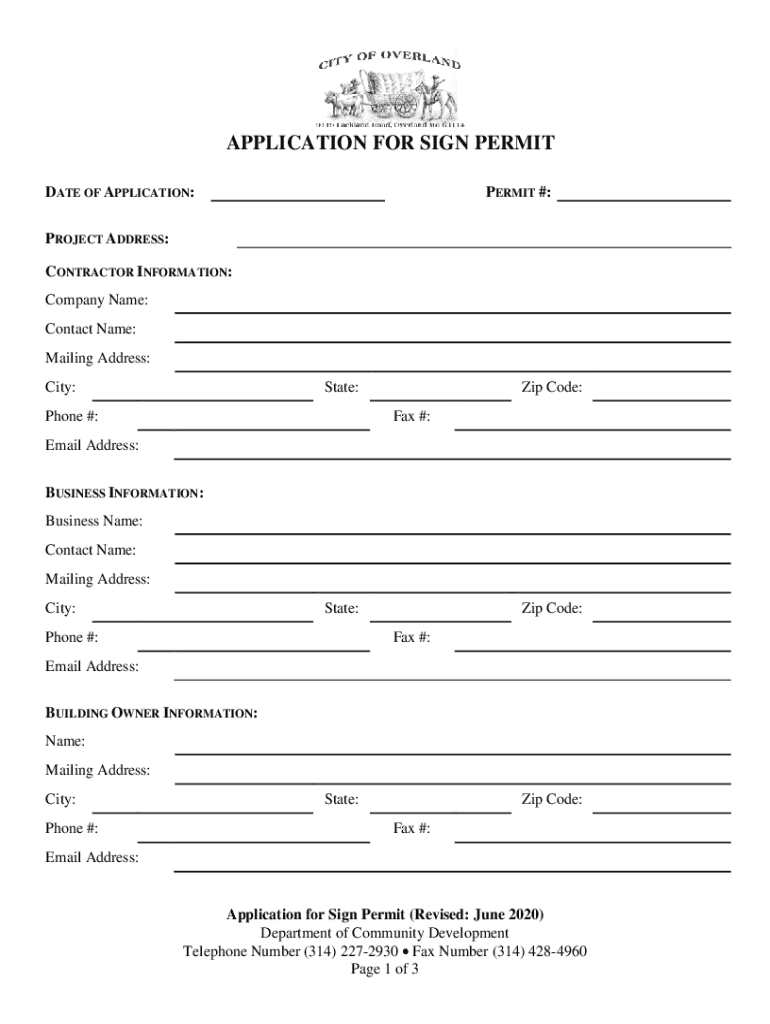 Fillable Online Sign Permit - Form CenterSpringdale, ARCivicEngage Fax ...