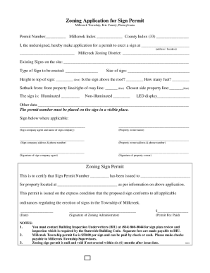 Fillable Online Zoning Application for Sign Permit - Millcreek Township ...