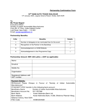 Fillable Online Partnership Confirmation Form 10TH SIAM AUTO TRADE ...
