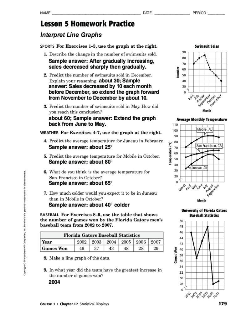 Fillable Online Lesson 5 Homework Practice Interpret Line Graphs Ms Lobb Fax Email Print 