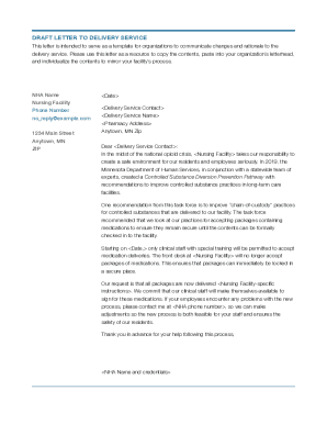Fillable Online DRAFT Letter to Delivery Service Fax Email Print ...