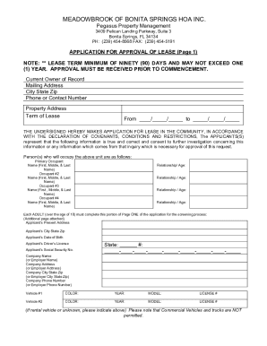 Fillable Online Meadowbrook HOA Lease Application.doc Fax Email Print ...
