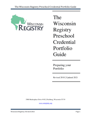 Fillable Online The Wisconsin Registry Preschool Credential Portfolio ...