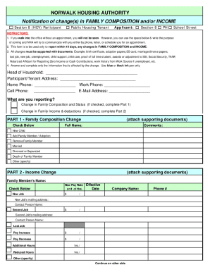 Fillable Online Income & family composition change form Fax Email Print ...
