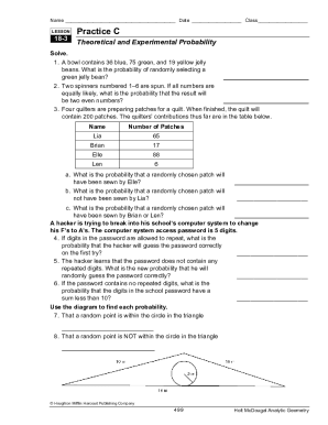 Fillable Online Experimental Probability Worksheet Show your work ...