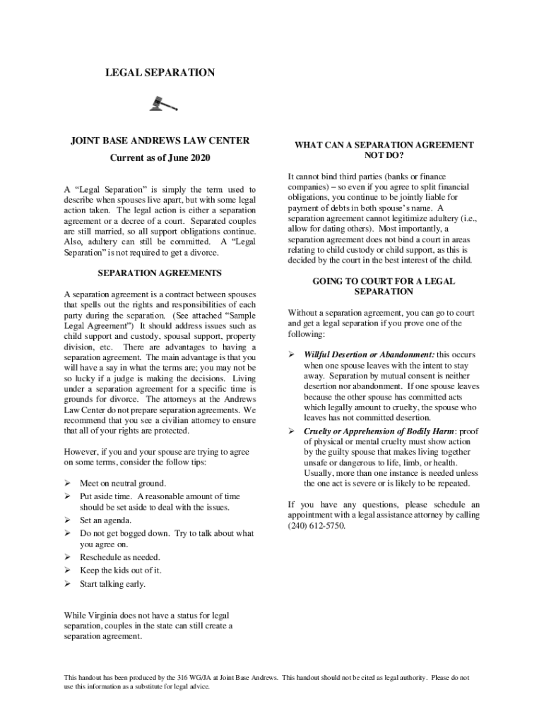 Fillable Online Legal Separation vs. DivorceWhat's The Difference ...