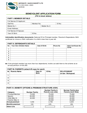 Fillable Online nation dt sacco society ltdnomination application form ...