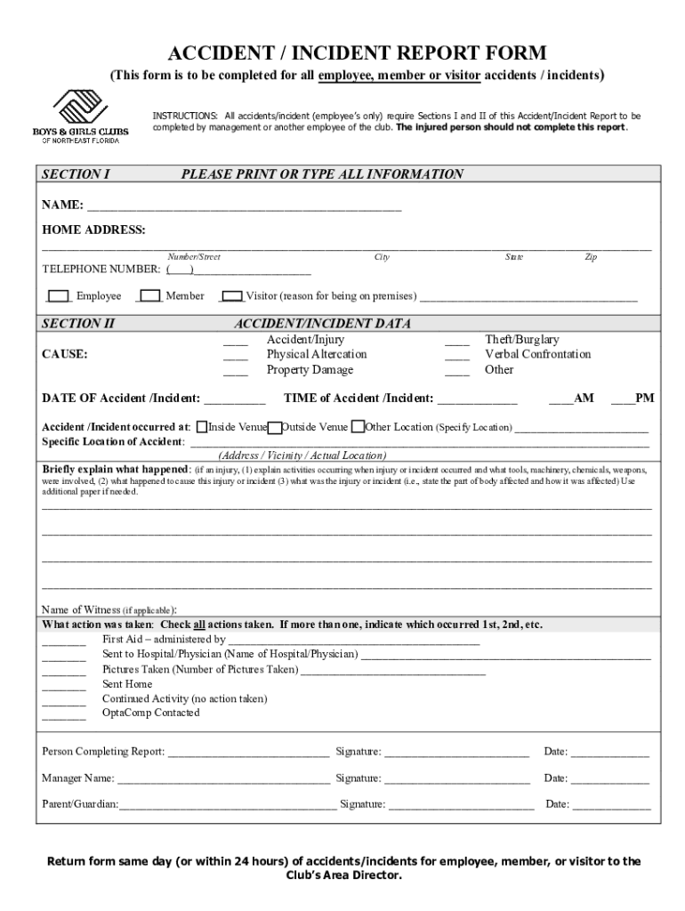 Fillable Online Accident and Incident Report Forms - McGill University ...