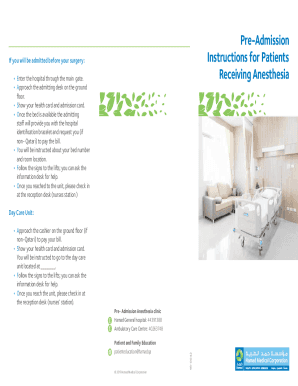 Fillable Online Pre-Admission Instructions for Patients Receiving ...