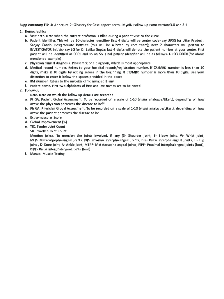 Fillable Online Supplementary File 4: Annexure 2: Glossary for Case ...