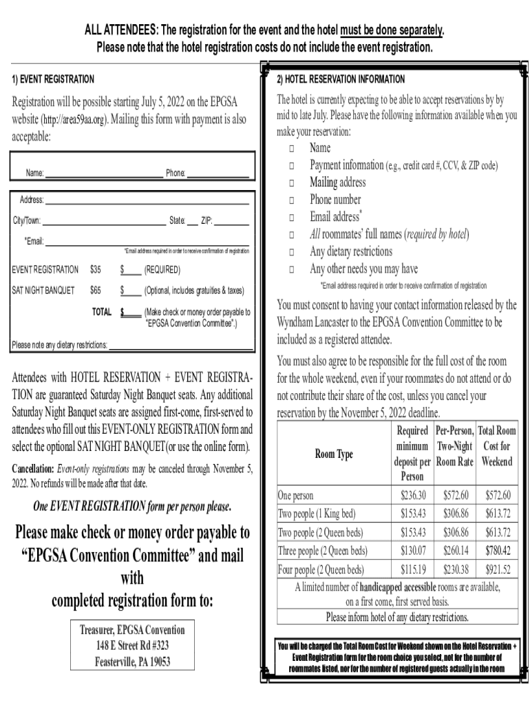 Fillable Online Please make check or money order payable to EPGSA ...